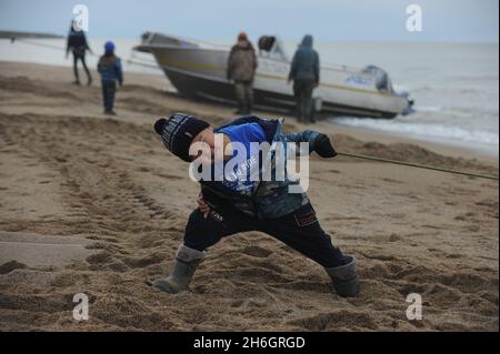 Russia, Chukotka Autonomous Okrug. Walrus hunting. Indigenous people of ...