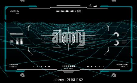 VR HUD interface crosshair cyberpunk screen black and white design ...