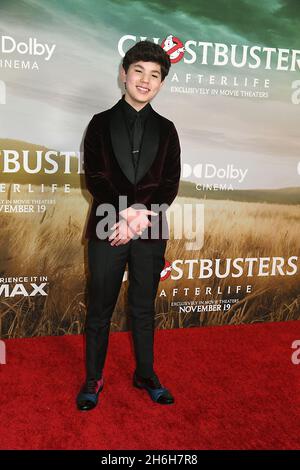 Logan Kim attends the premiere of "Ghostbusters: Frozen Empire" at the ...