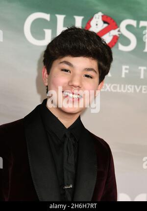 Logan Kim attends the premiere of "Ghostbusters: Frozen Empire" at the ...
