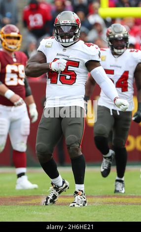 Tampa Bay Buccaneers inside linebacker Devin White (45) walks out to ...