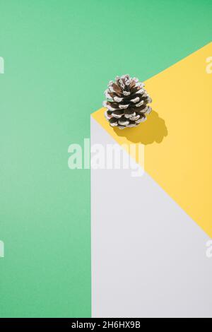 minimal creative cone frame arrangement pattern on colored background ...