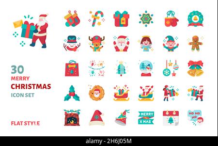 Decoration sleigh icon flat vector. Santa claus sled. Winter snow ...