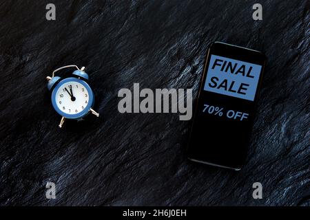 Cyber Monday clock alarm reminder isolated on white Stock Photo - Alamy