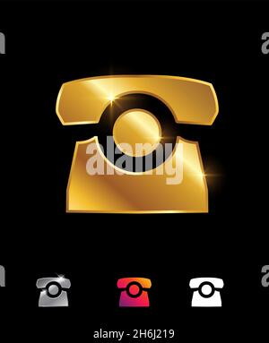 A vector Illustration set of Golden Phone Call Icon Vector Sign Stock ...
