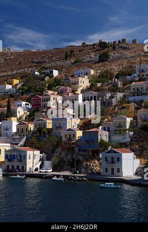 Symi Harbour, Dodecanese Islands, Southern Aegean, Greece Stock Photo ...