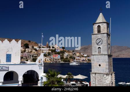 Symi Harbour, Dodecanese Islands, Southern Aegean, Greece Stock Photo ...