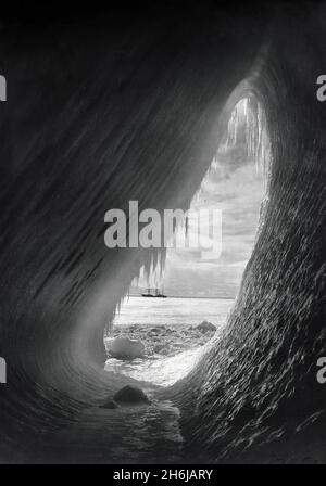 Captain Scotts ship Terra Nova in the antarctic ice as,seen from inside ...