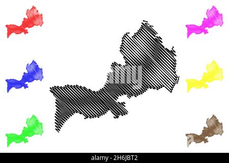 Bargarh district (Odisha State, Republic of India) map vector ...