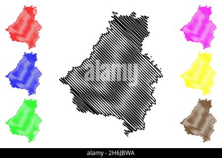 Bareilly district (Uttar Pradesh State, Republic of India) map vector ...