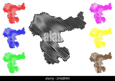 Baran district (Rajasthan State, Republic of India) map vector ...