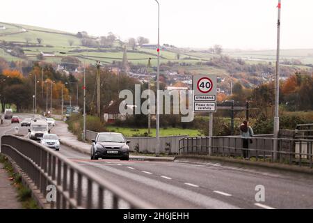 The Irish Border between Strabane(NI) and Lifford(RoI) which crosses ...
