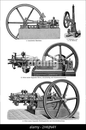 Industrial gas engine, 19th-century artwork. This was among the largest ...