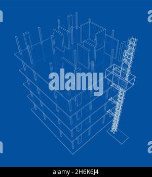 Building under construction with mast lifts Stock Photo - Alamy