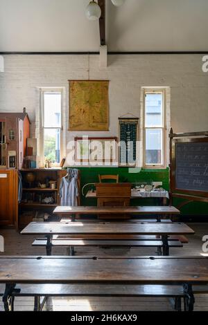 Victorian school desk with ink well Stock Photo - Alamy