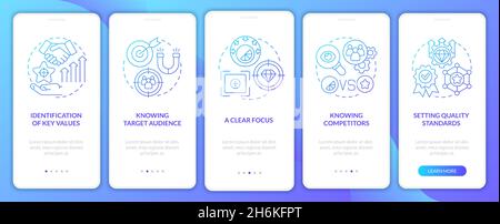 Brand planning gradient onboarding mobile app page screen set Stock ...