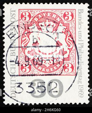 Postage stamp: Bayern (Bavaria), Coat of Arms, 1876, 10 Pfennig ...