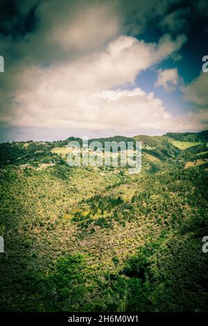 St Helena South Atlantic countryside view with the road to blue hill ...