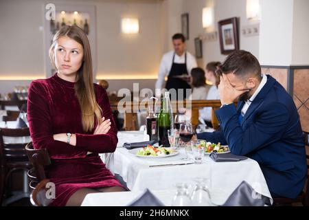 A couple quarreled in a restaurant Stock Photo - Alamy
