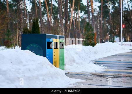 Waste containers, keep your planet Earth clean isolated Stock Photo - Alamy