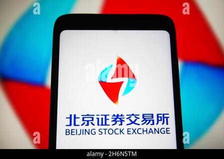 In this photo illustration, a Beijing Stock Exchange (BSE) logo is seen ...