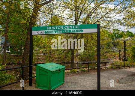 Boston Metro MBTA Newton Centre station at Piccadilly Square in Newton ...