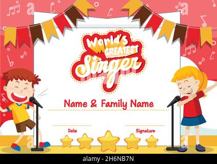 World greatest singer certificate template illustration Stock Vector ...
