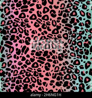 Rainbow cheetah seamless pattern. Leopard neon print. Vector animal ...