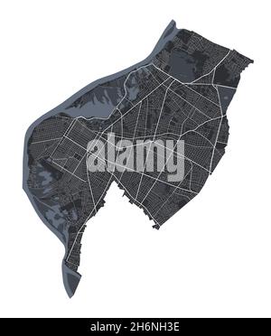 Detailed vector map poster of Asuncion city administrative area ...