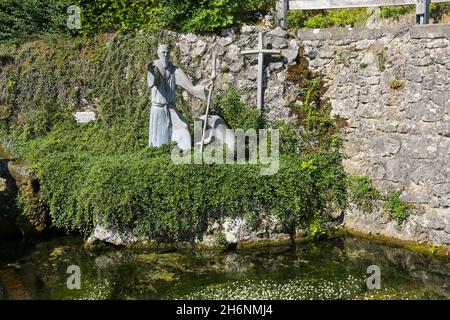 Gallus spring, Gallus fountain, stone statue of St. Gallus, karst ...