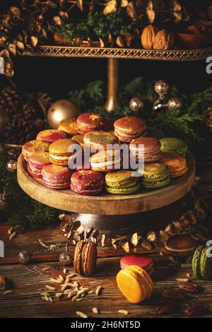 Sweet and colourful french macarons retro-vintage style Stock Photo - Alamy