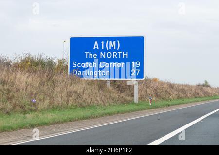 The North Scotch Corner A1 motorway sign, England, UK Stock Photo - Alamy