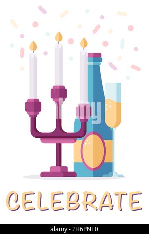 Santa decorative christmas candles isolated on mascot Stock Vector ...