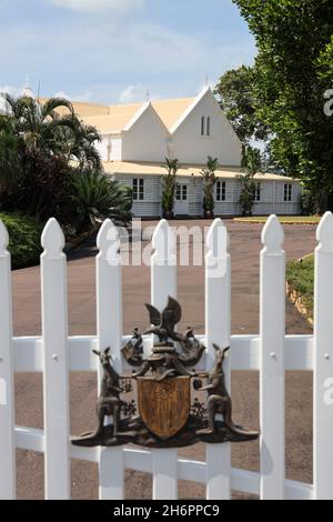 The Australian Coat of Arms outside Australian Government house at ...