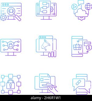 Digital proficiency linear icons set Stock Vector Image & Art - Alamy