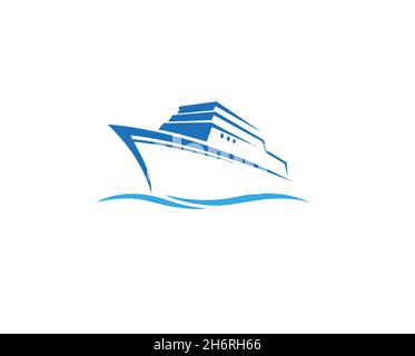 Creative Blue Summer Steamboat Logo Design Vector Symbol Illustration ...