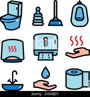 Washbasin icon flat. Blue pictogram on white background. Vector ...