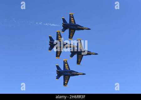 U.S. Navy Blue Angels flight demonstration team in the Line Abreast ...