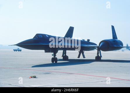 Lockheed SR-71 on the tarmac at March Air Force Base, California Stock ...