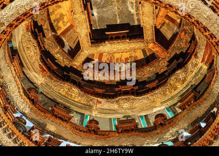 The caisson ceiling of longfu temple in Beijing is seen in the Beijing ...