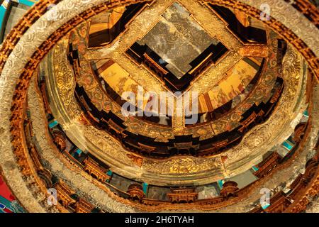The caisson ceiling of longfu temple in Beijing is seen in the Beijing ...