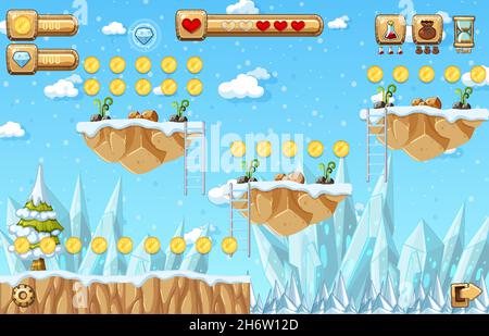 Game Template Snow Falling Scene illustration Stock Vector Image & Art ...