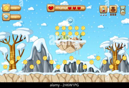 Game Template Snow Falling Scene illustration Stock Vector Image & Art ...