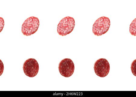Falling salami sausage isolated on white background Stock Photo - Alamy