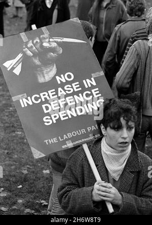1980s CND London UK. Labour Party "Nuclear Arms No, Peace Yes" rally ...