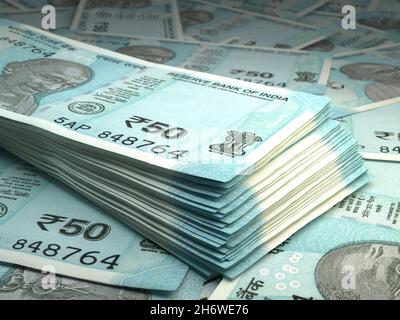 Indian Rupee 50 Currency Note in an arrow with target isolated on White ...