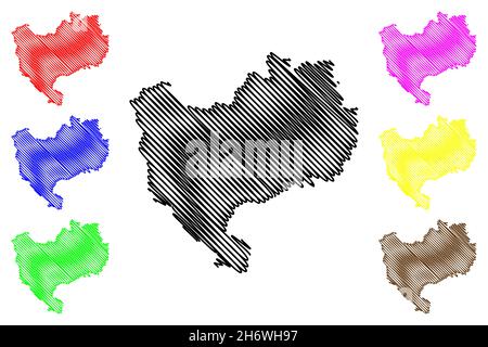Bhiwani district (Haryana State, Republic of India) map vector ...