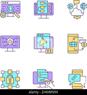 Digital proficiency linear icons set Stock Vector Image & Art - Alamy