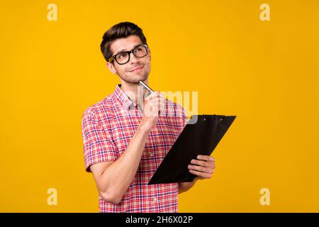 Portrait of attractive creative clever minded girl writing essay task ...