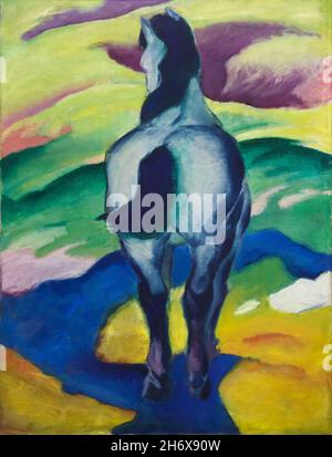 Painting 'Blue Horse II' by German expressionist painter Franz Marc ...